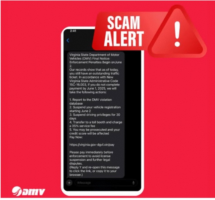 Virginia DMV warns customers of text scam after recent messages