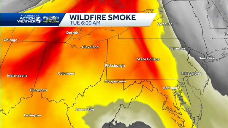 More Canadian wildfire smoke heading toward the Pittsburgh area