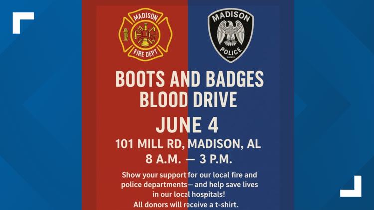 Boots and Badges drive supports Madison's blood donation