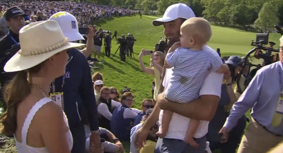 Scottie Scheffler humbled moments after £3m win as he's handed baby son ...