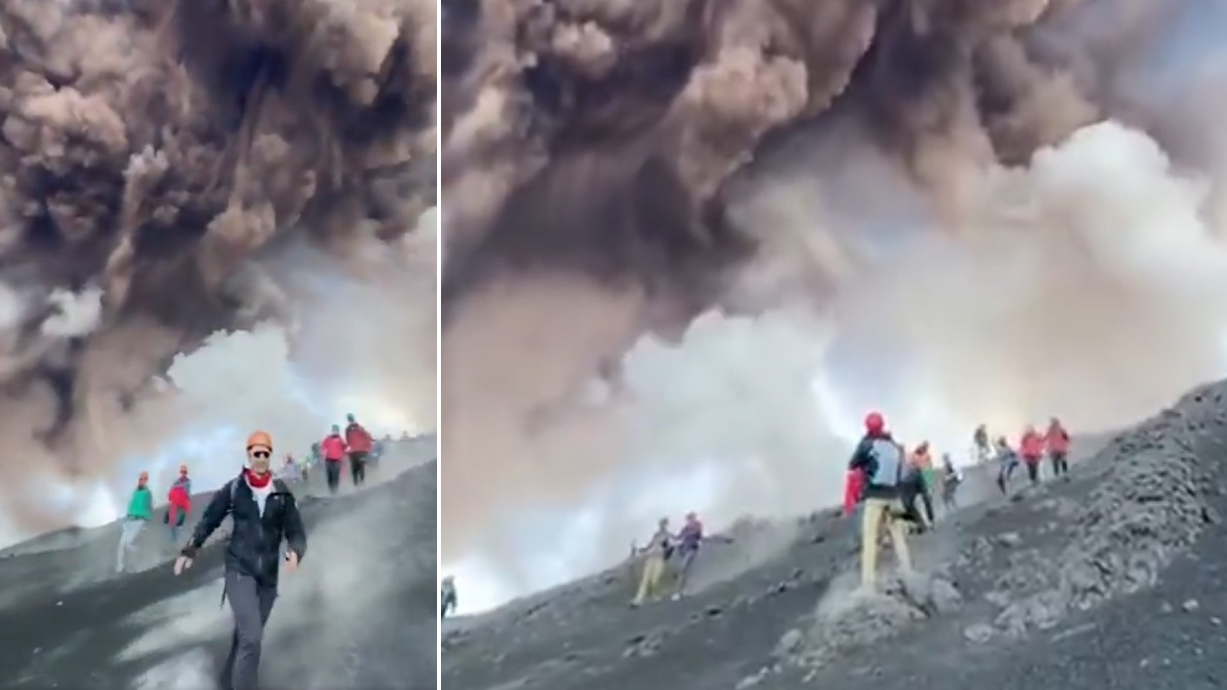 Mount Etna erupts dramatically sending tourists running for their lives