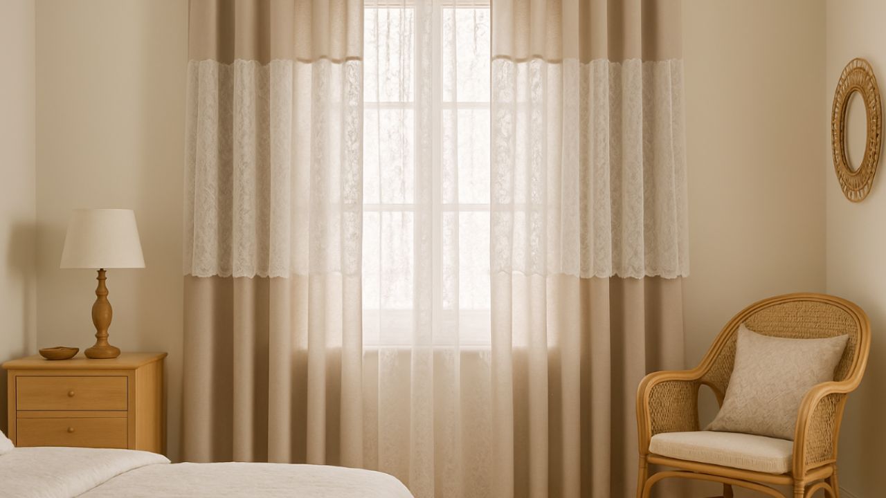 Proměňte svou ložnici pomocí překrytí z vintage krajkových záclon