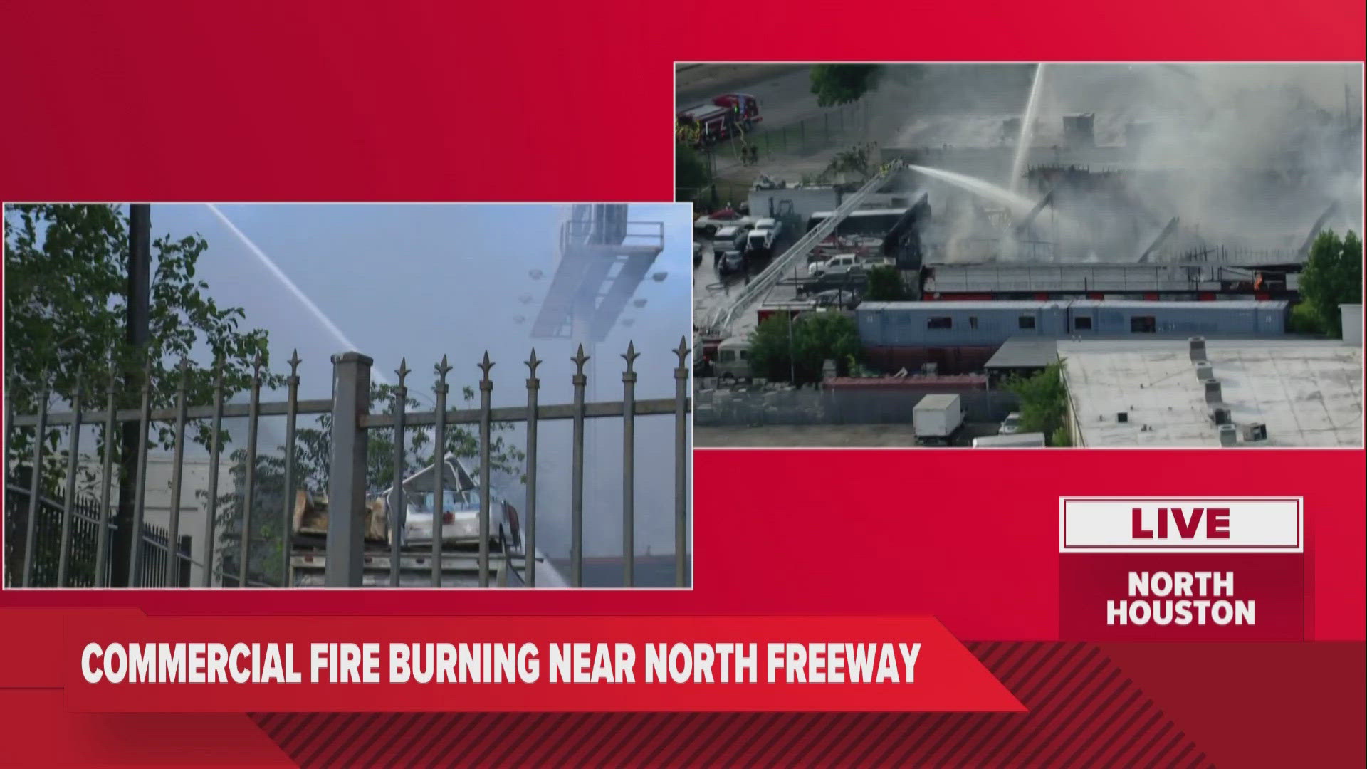 Massive fire rips through N. Houston commercial building
