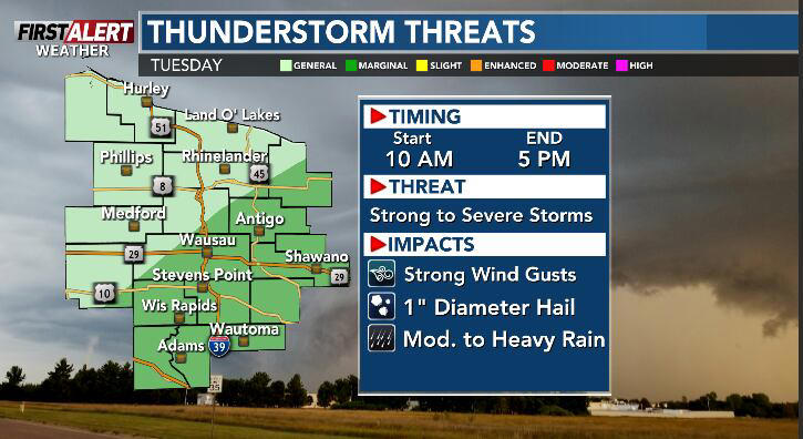 First Alert Weather: Showers and storms are likely on Tuesday