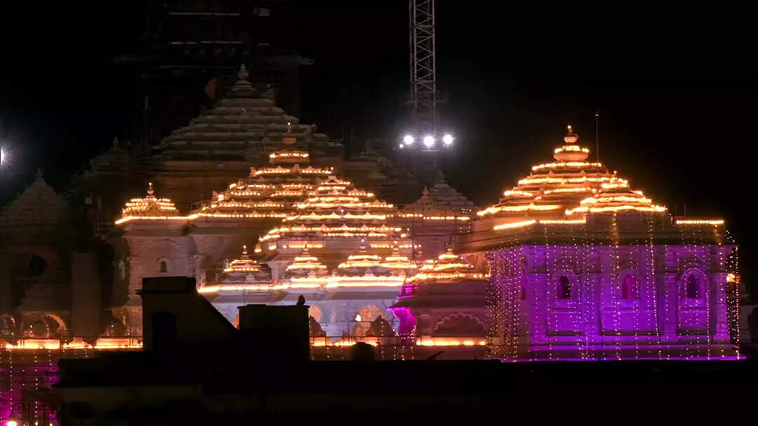 Ram Janmbhoomi Temple lit up ahead of Ram Darbar Pran Pratishtha