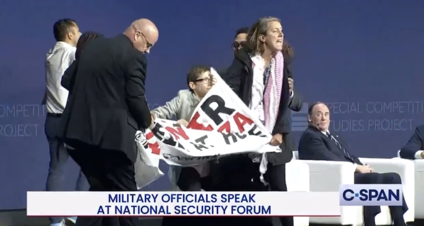 WATCH: Pro-Palestine Demonstrators Storm Stage at Event With Navy Secretary