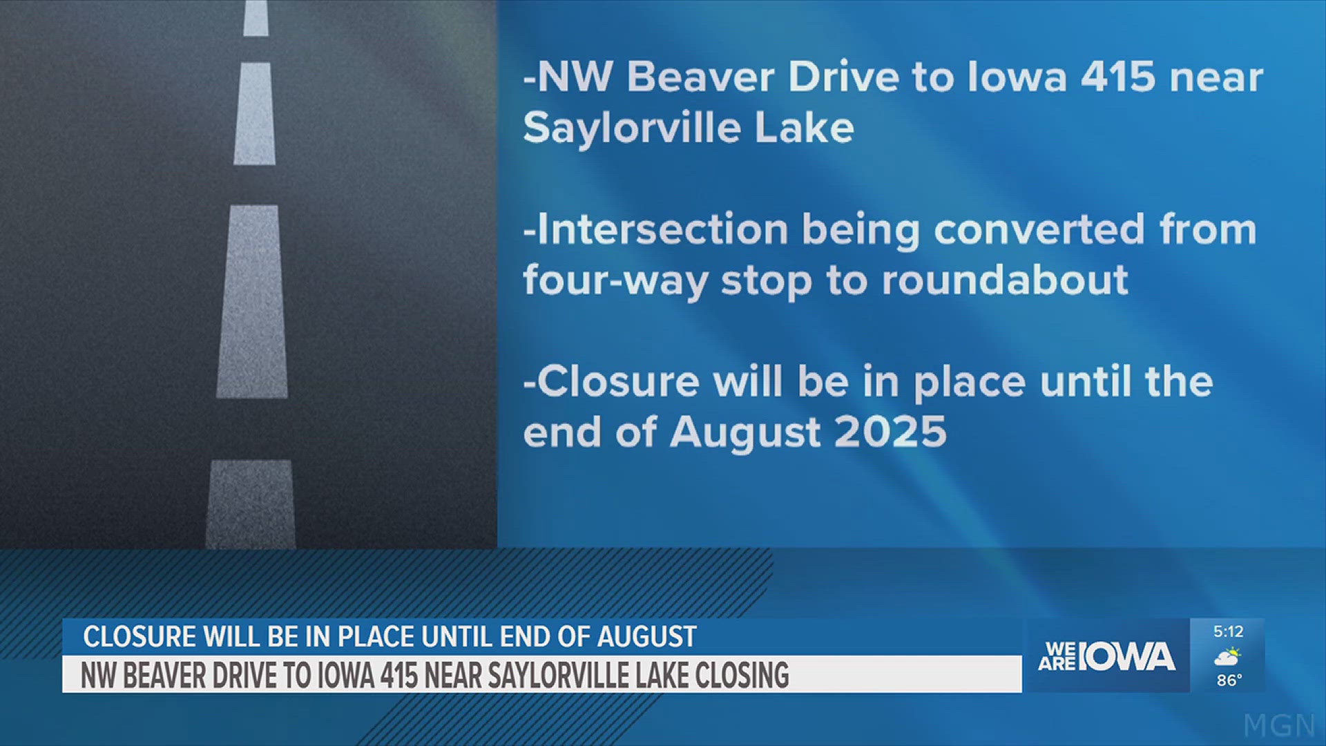 NW Beaver Drive and Iowa 415 near Saylorville Lake to temporarily close ...