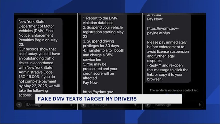 DMV warns New Yorkers of scam texts demanding payment
