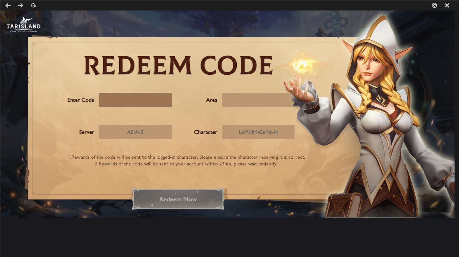 Tarisland codes (January 2026)