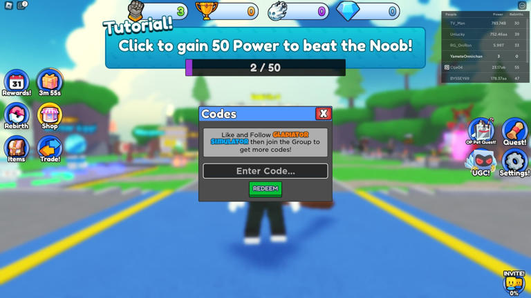 Gladiator Simulator Codes (August 2025)