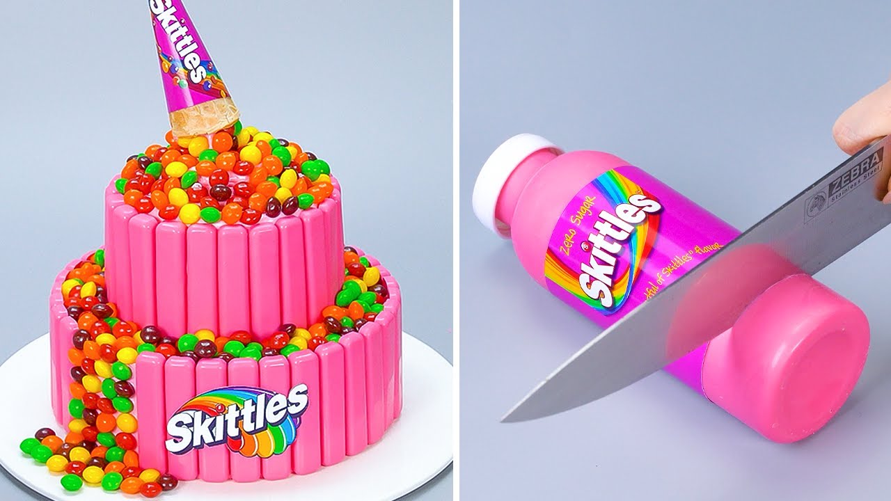 Kue Skittles & Botol Permen | Satisfying Candy Cake Tutorial! 🍬🌈