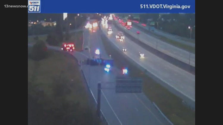 Loose cargo causes tractor-trailer crash, delays on I-64 in Chesapeake