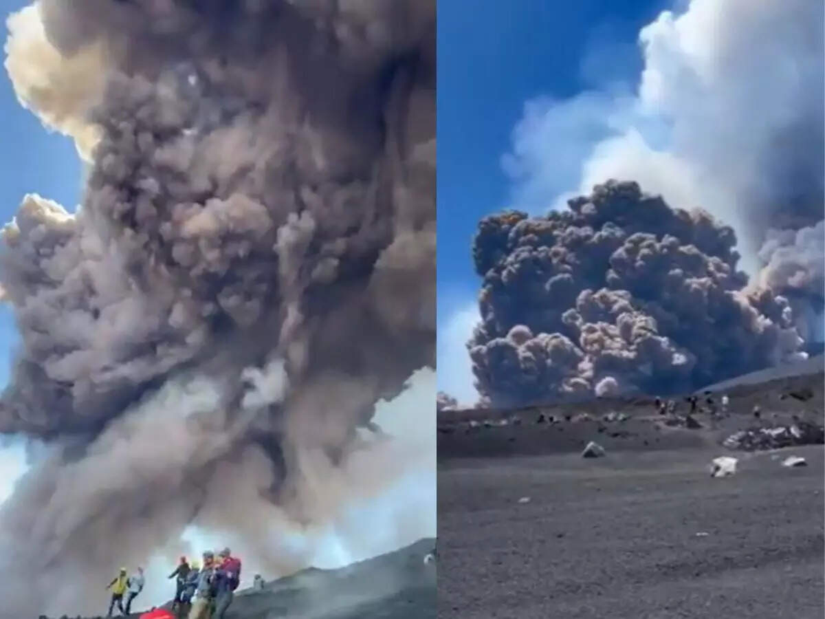Mount Etna eruption: Watch viral videos capturing moment of panic as tourists try to escape ...