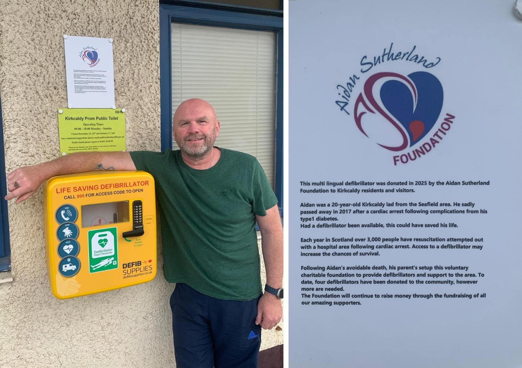 Fourth lifesaving defibrillator installed in Kirkcaldy by Aidan ...