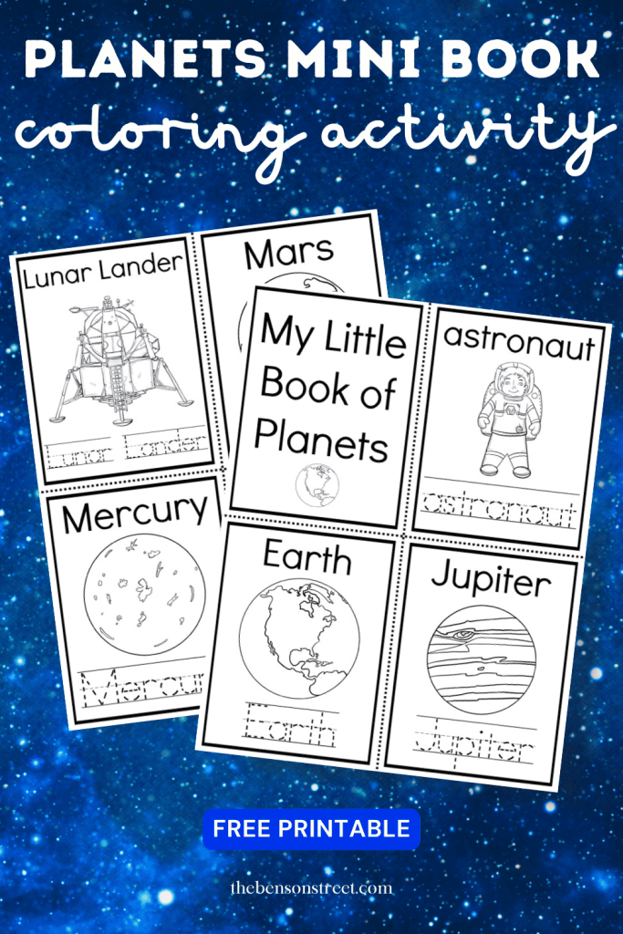 Free Printable My Little Book of Planets: Tracing & Coloring Activity