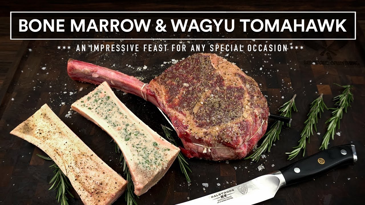 How to cook bone marrow and wagyu tomahawk steak on the grill!