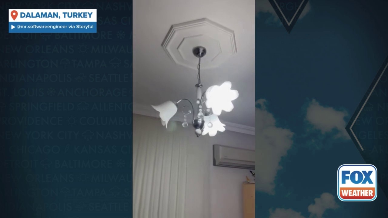 Watch: Lamp swings during Turkey earthquake