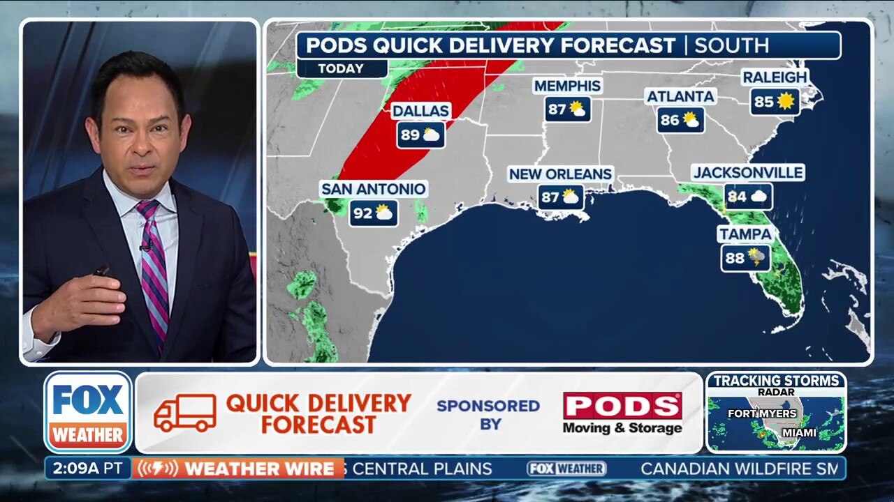PODS quick delivery forecast: Storms, humidity dominate Great Lakes, South