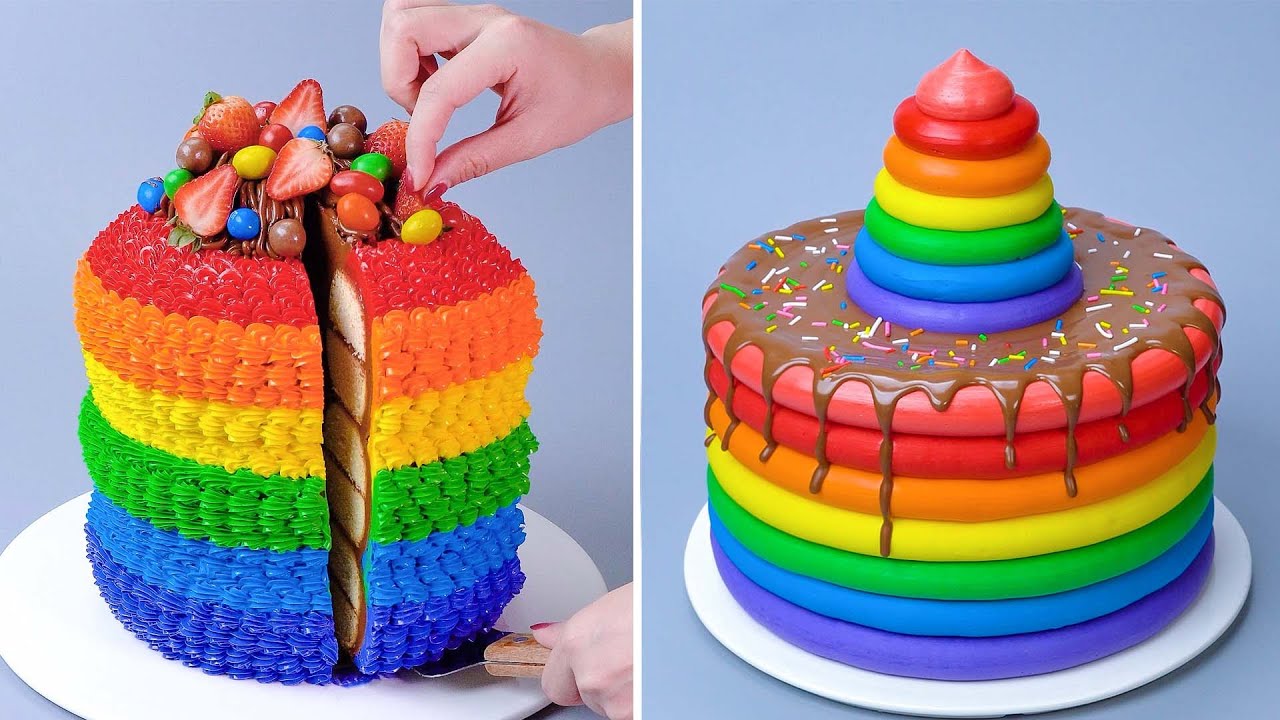 How to Make a Satisfying Rainbow Cake | Colorful DIY Dessert Tutorial