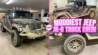 Mud-covered Jeep Wrangler truck restored after years of mess