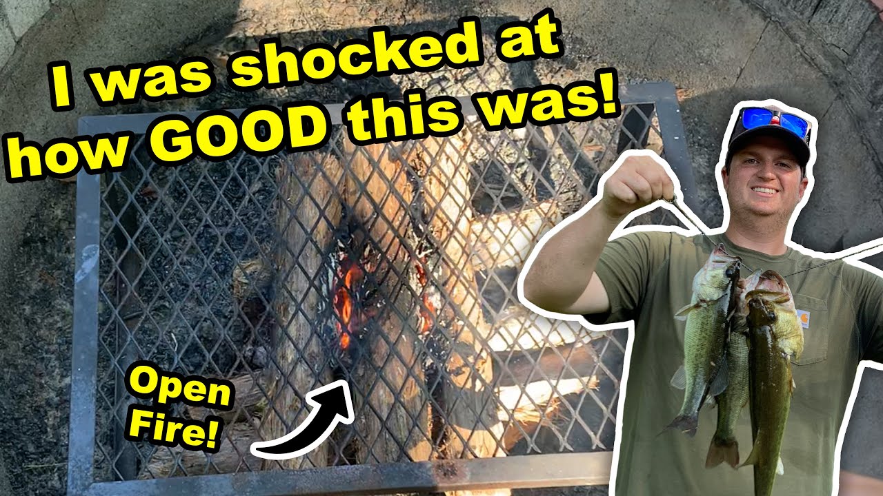 Largemouth Bass Catch Clean and Cook! (Cooking Fish Over Open Fire!)