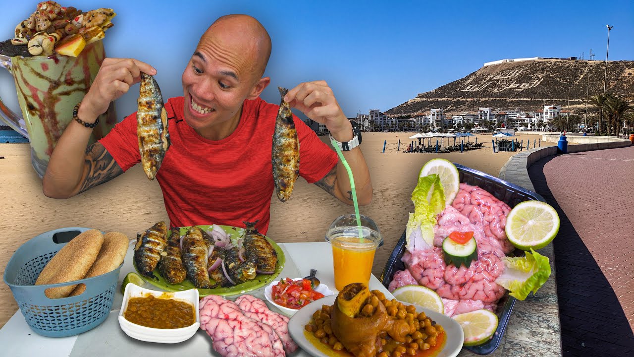 Crazy street food tour in Agadir, Morocco - Moroccan cow brain tagine ...