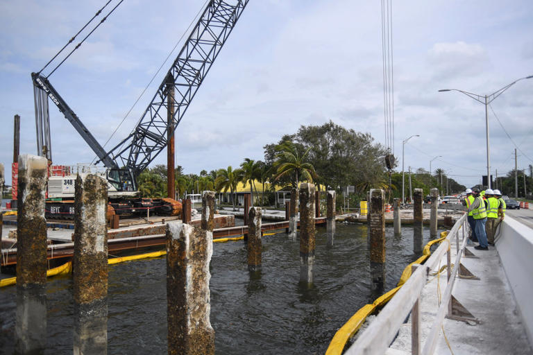 Prohibit bicycles on roads? Behemoth beams. Vero Beach bridge progress ...