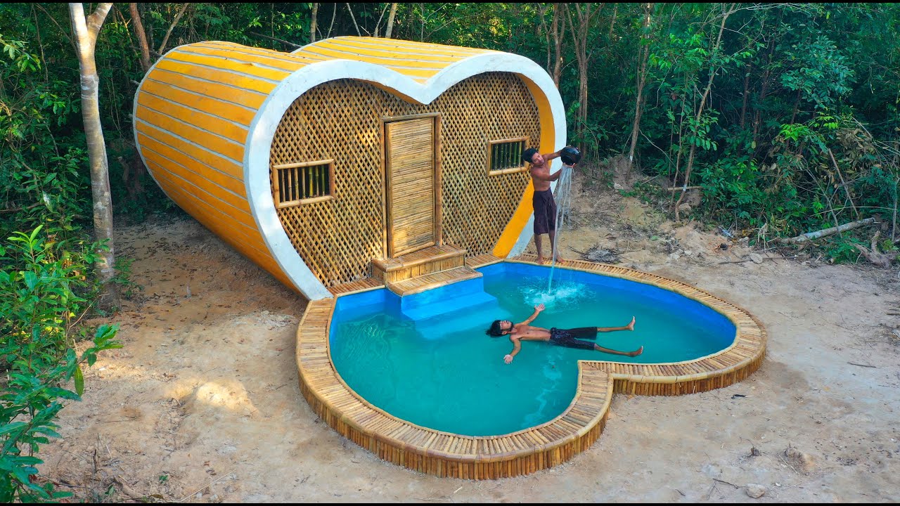 Building a Peaceful Jungle House with a Swimming Pool
