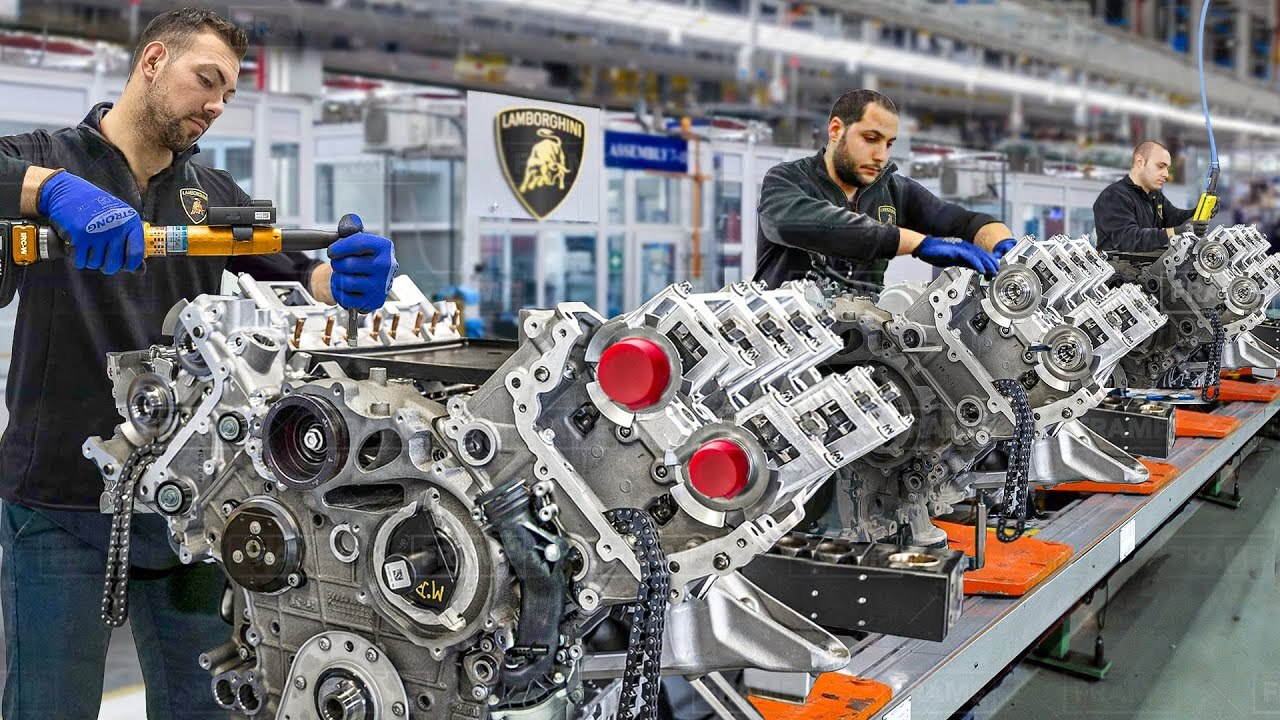 Inside Lamborghini Factory in Italy Producing Massive V12 Engines