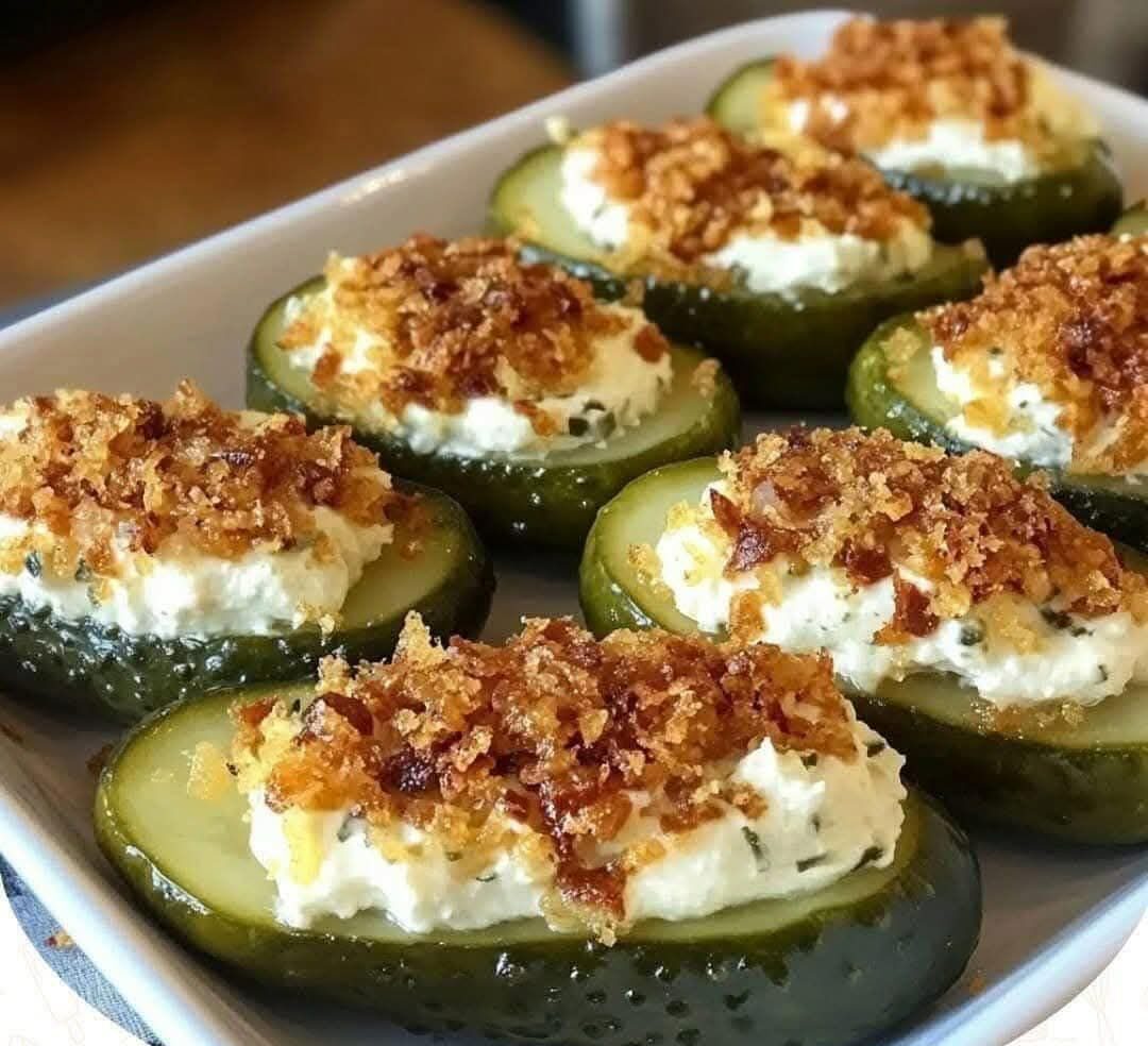 Air-Fried Stuffed Pickles with Ranch Cream Cheese & Cheddar
