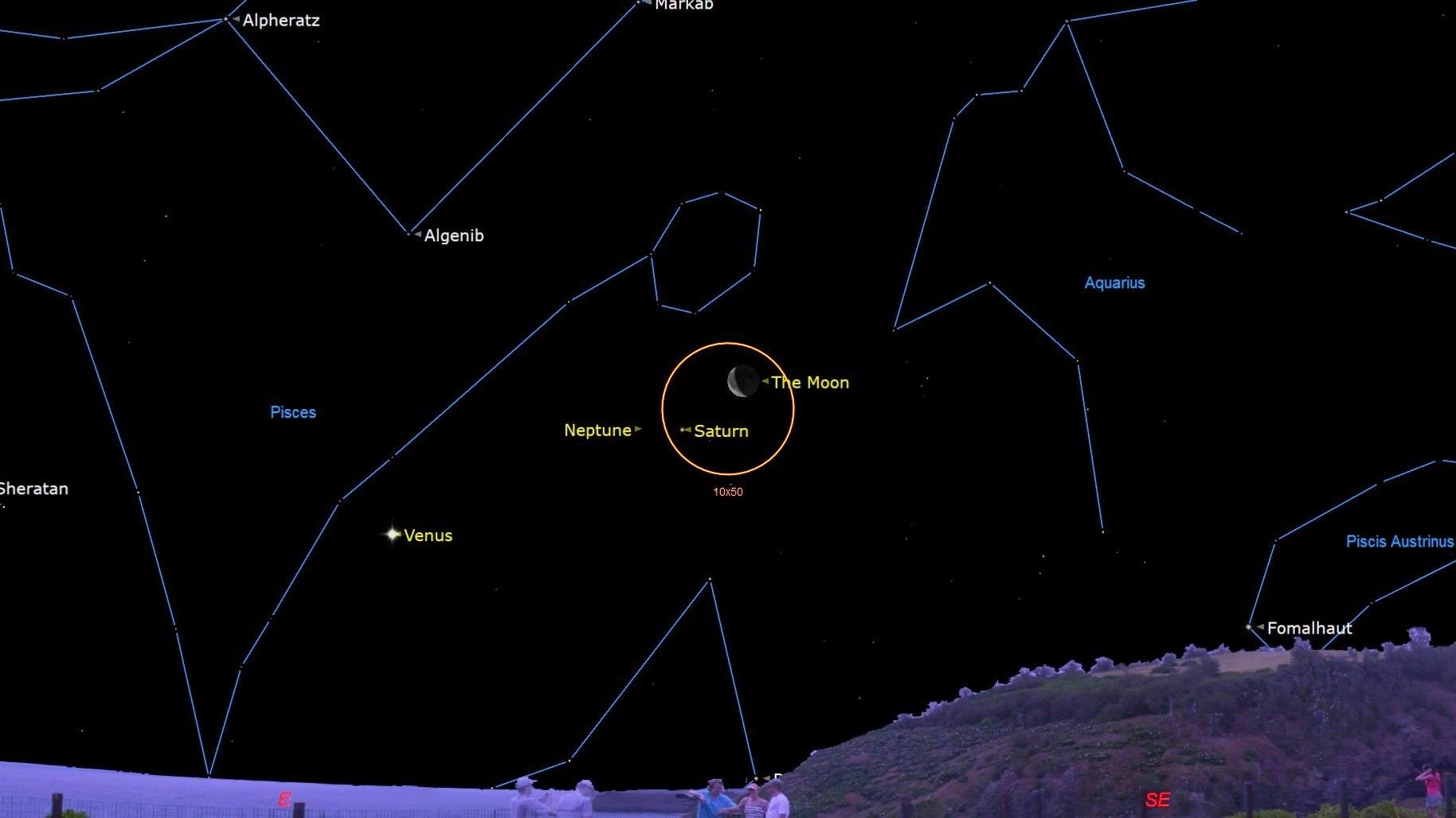See the crescent moon rise close to Saturn and Neptune early on May 22