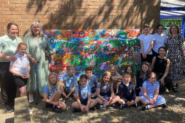 Wrexham pupils of unveil railway celebration mural