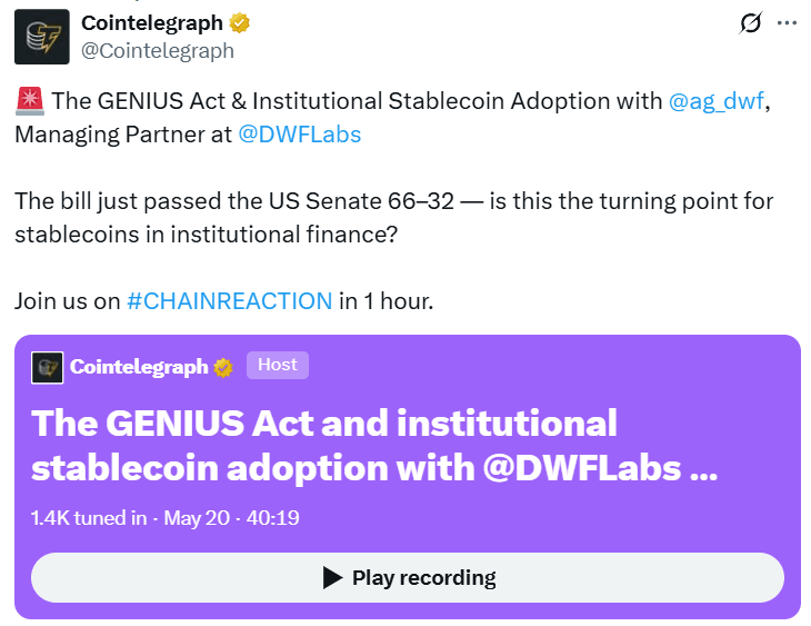 GENIUS Act ‘legitimizes’ stablecoins for global institutional adoption