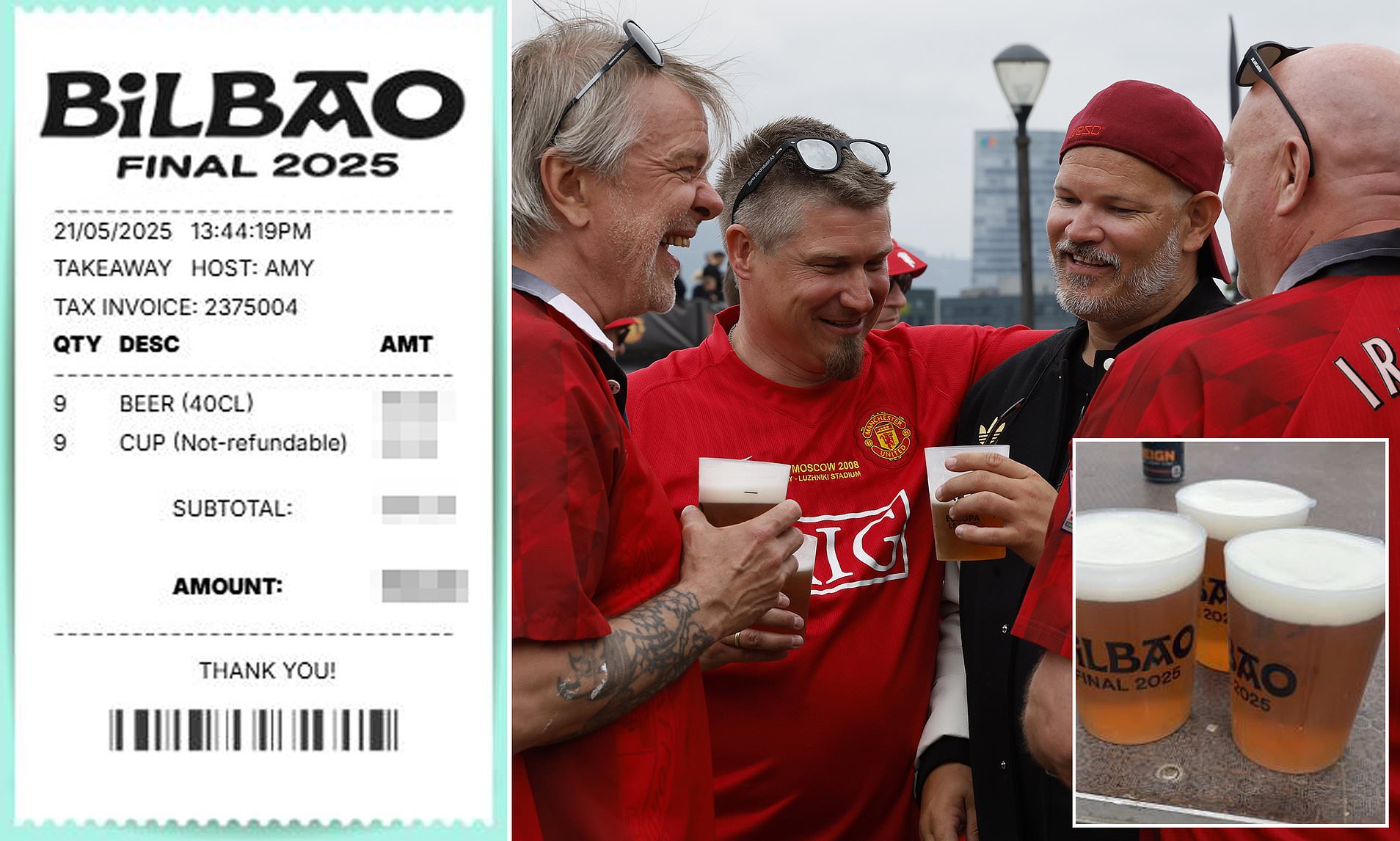Bilbao beer receipt reveals prices fans are paying for booze