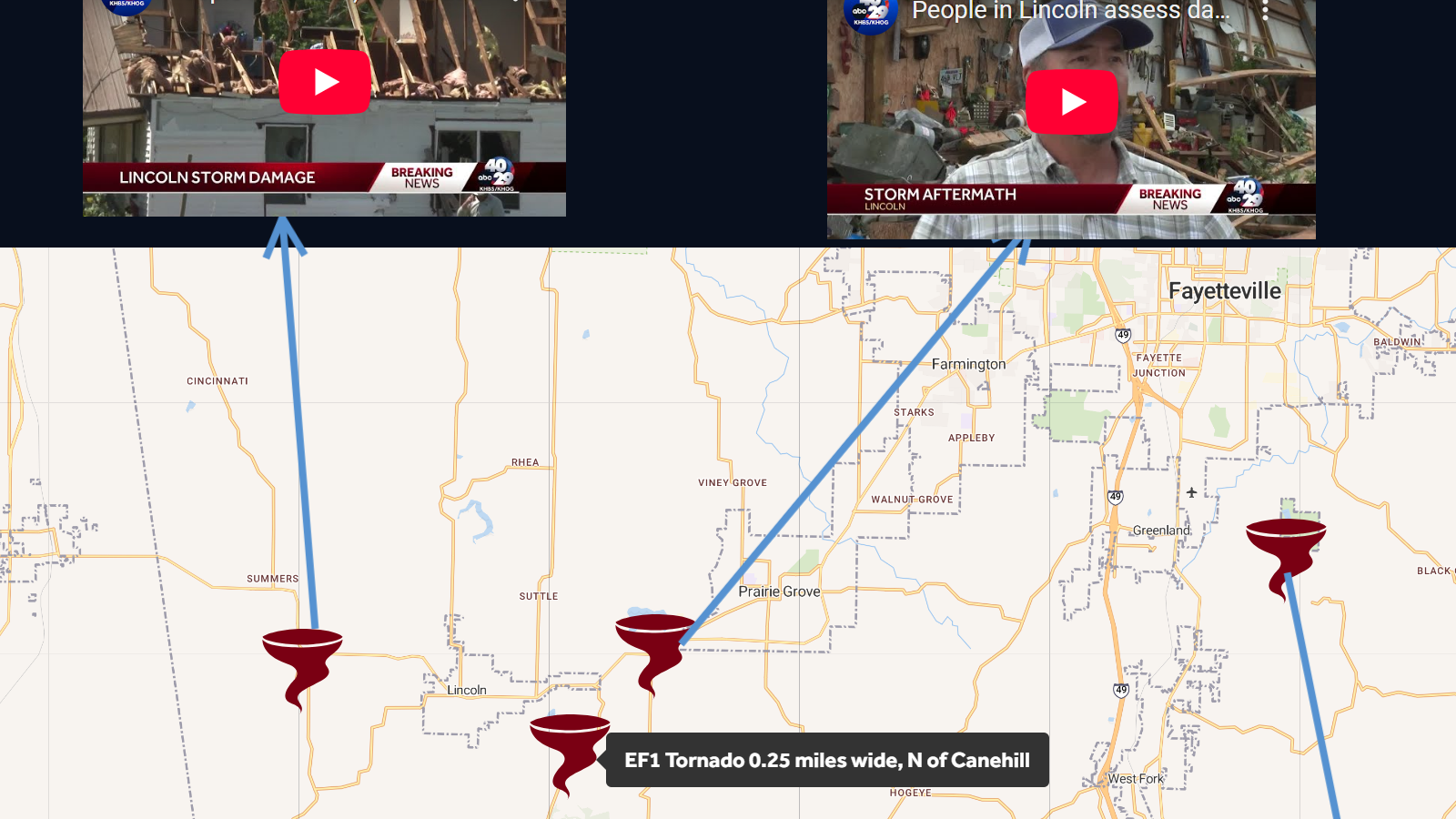 Interactive map of tornadoes that hit Washington County