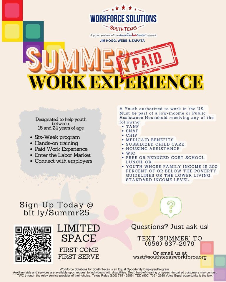 Workforce Solutions for South Texas to host summer work program