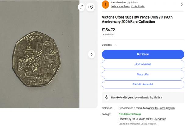 Commemorative Victoria Cross coin on sale for over 300 times its face value