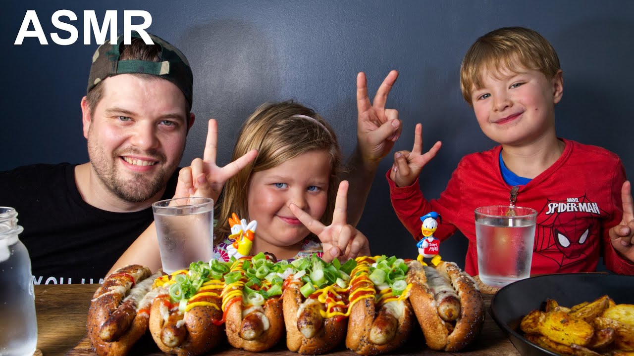 ASMR Gourmet Hot Dogs Recipe | Let's Cook ASMR | Eating & Cooking ...