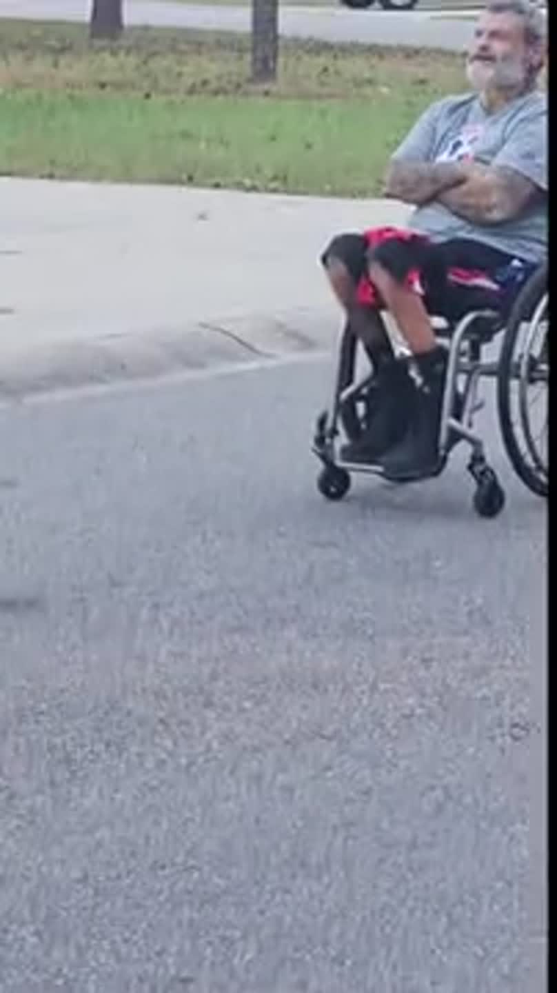 Watch as man in wheelchair blocks school bus