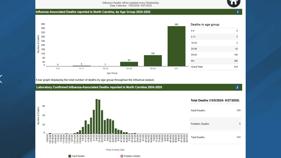 Flu-related deaths in North Carolina reach 534, with most victims over ...