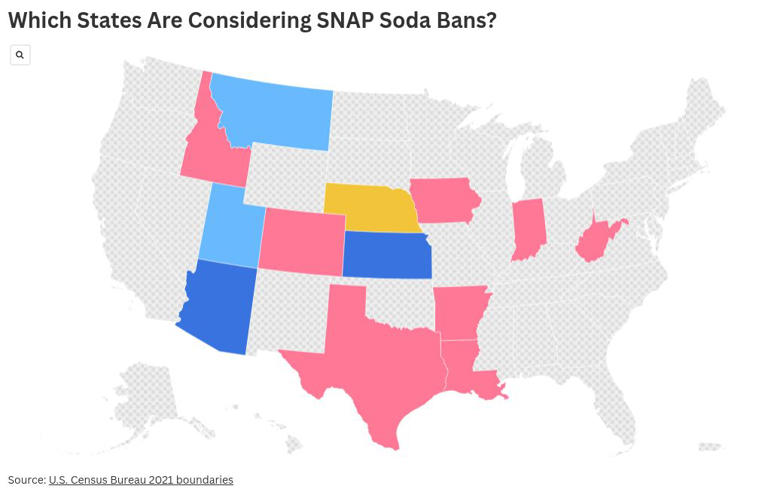 Map shows states considering soda SNAP benefits ban as USDA approves plan