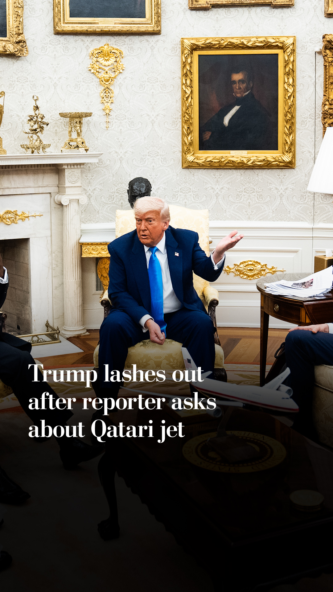 Trump lashes out after reporter asks about Qatari jet