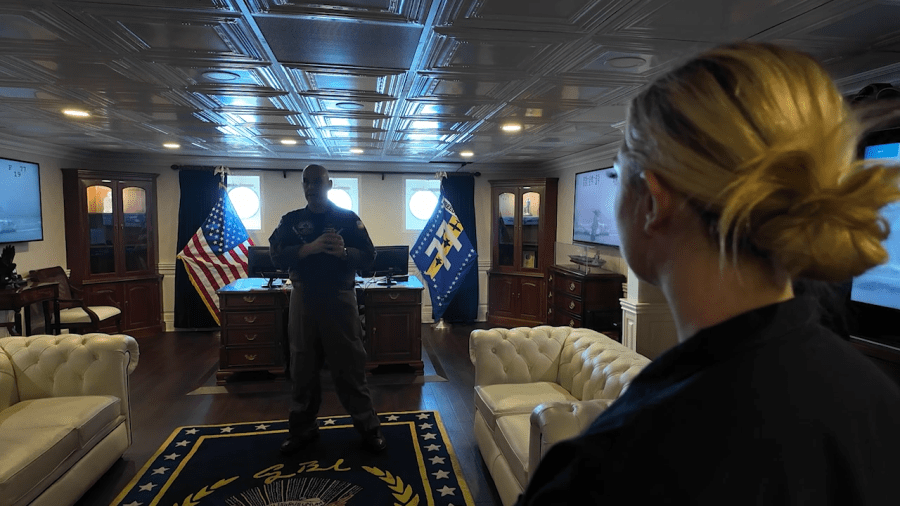 Tour the Captain’s Import Cabin aboard the USS George H. W. Bush