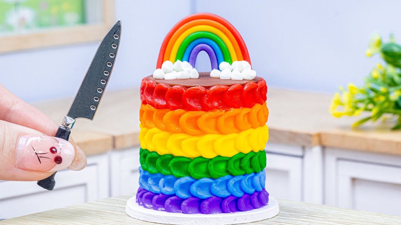 Tiny Rainbow Buttercream Cake | Satisfying Mini Dessert DIY | 1000 ...