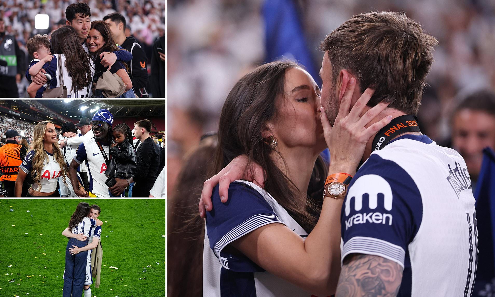 James Maddison kisses girlfriend Kennedy Alexa as Tottenham stars feel ...