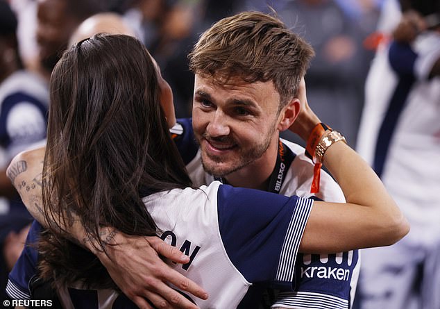 James Maddison kisses girlfriend Kennedy Alexa as Tottenham stars feel ...