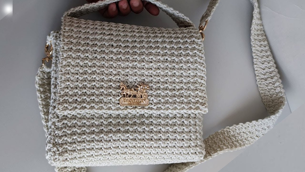 Handmade Crochet Bag Tutorial; Gorgeous Macrame Yarn Shoulder Bag for ...