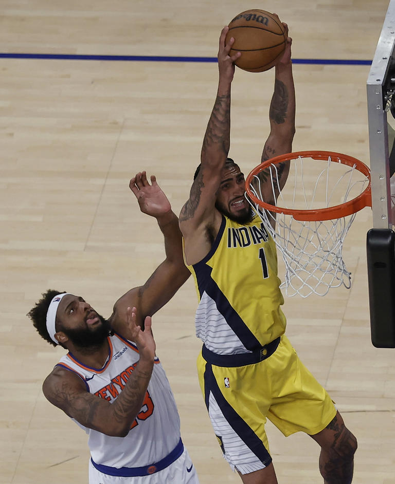 Pacers tie it on Haliburton's jumper at buzzer, then beat Knicks 138 ...