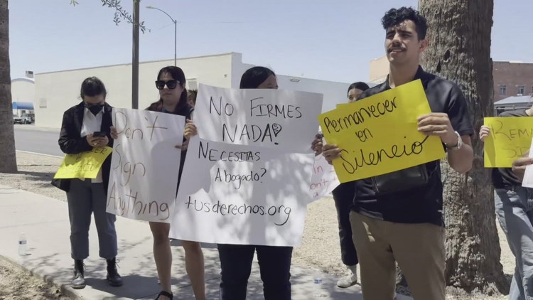 Protesters gather Thursday morning after ICE detained multiple people ...