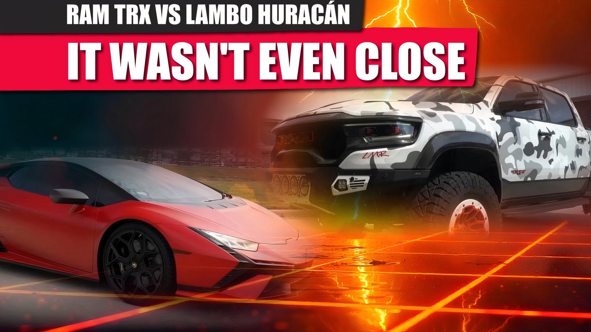 Ram TRX And Lamborghini Race